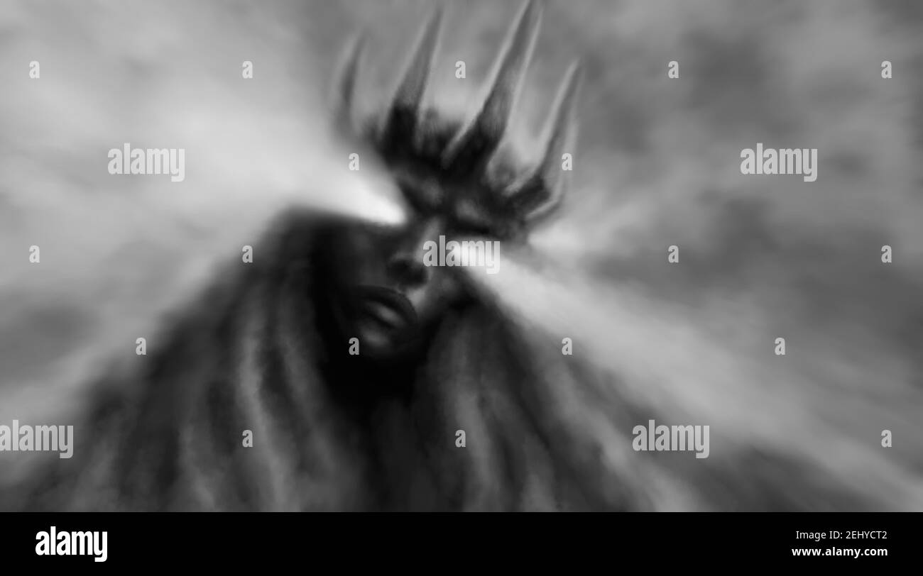 Goddess of darkness Horror fantasy illustration with blur effects. Evil ...