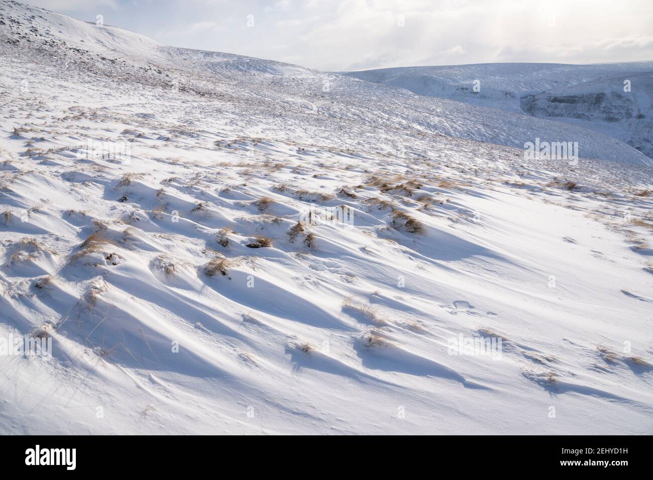 Patterns of Drifting snow on the exposed Pennine moorland above Glossop ...