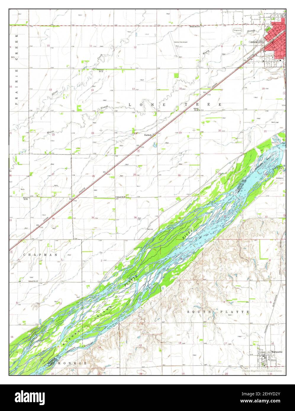 Map of central city nebraska Cut Out Stock Images & Pictures - Alamy