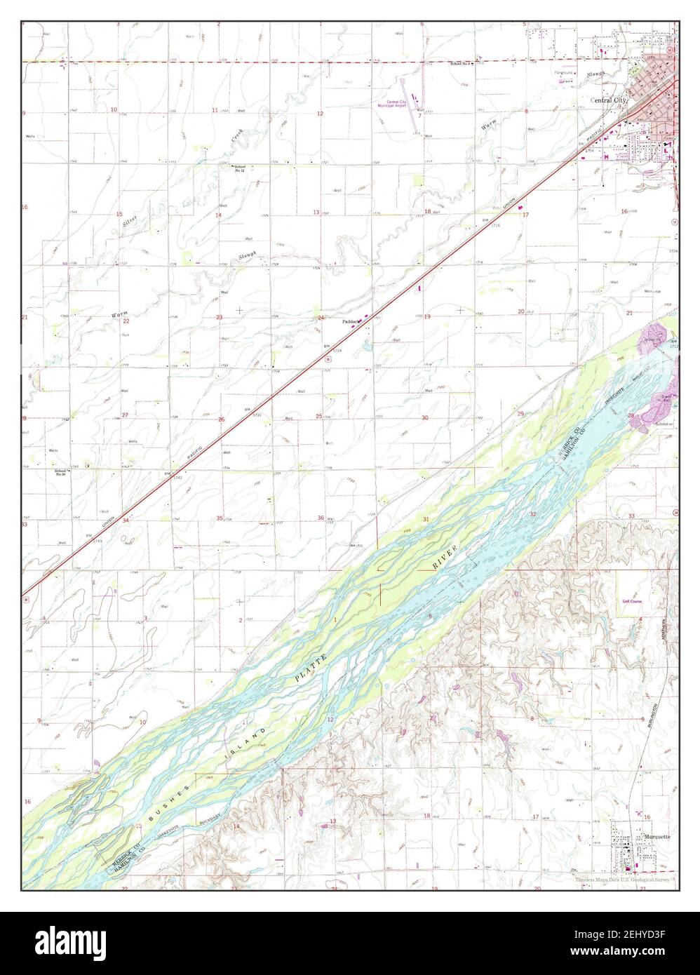 Map of central city nebraska Cut Out Stock Images & Pictures - Alamy