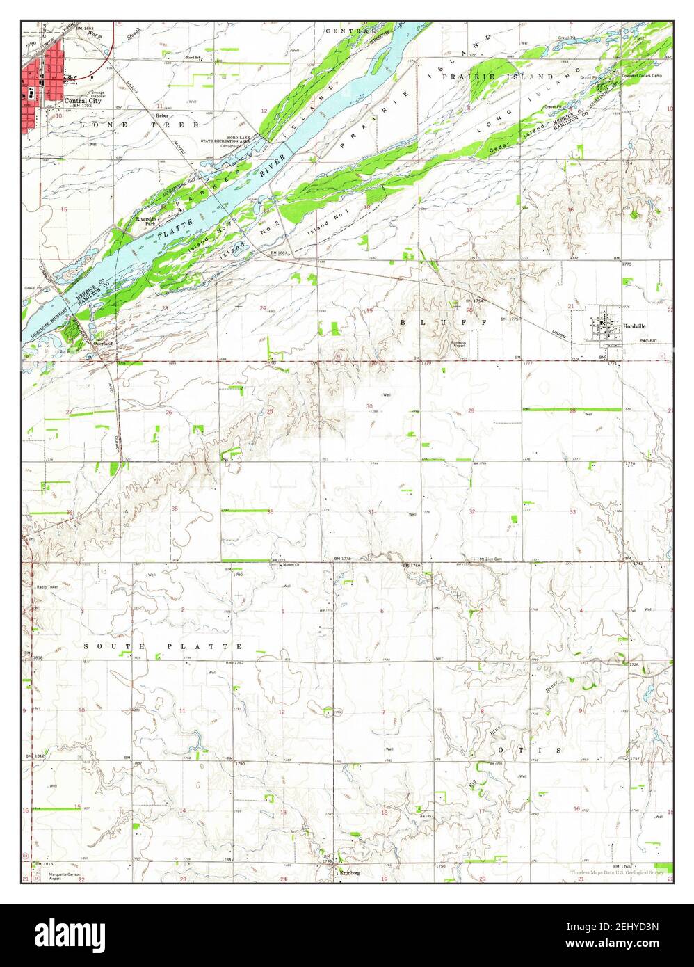 Map of central city nebraska Cut Out Stock Images & Pictures - Alamy