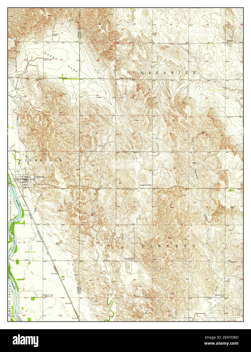 Comstock, Nebraska, map 1952, 1:24000, United States of America by ...