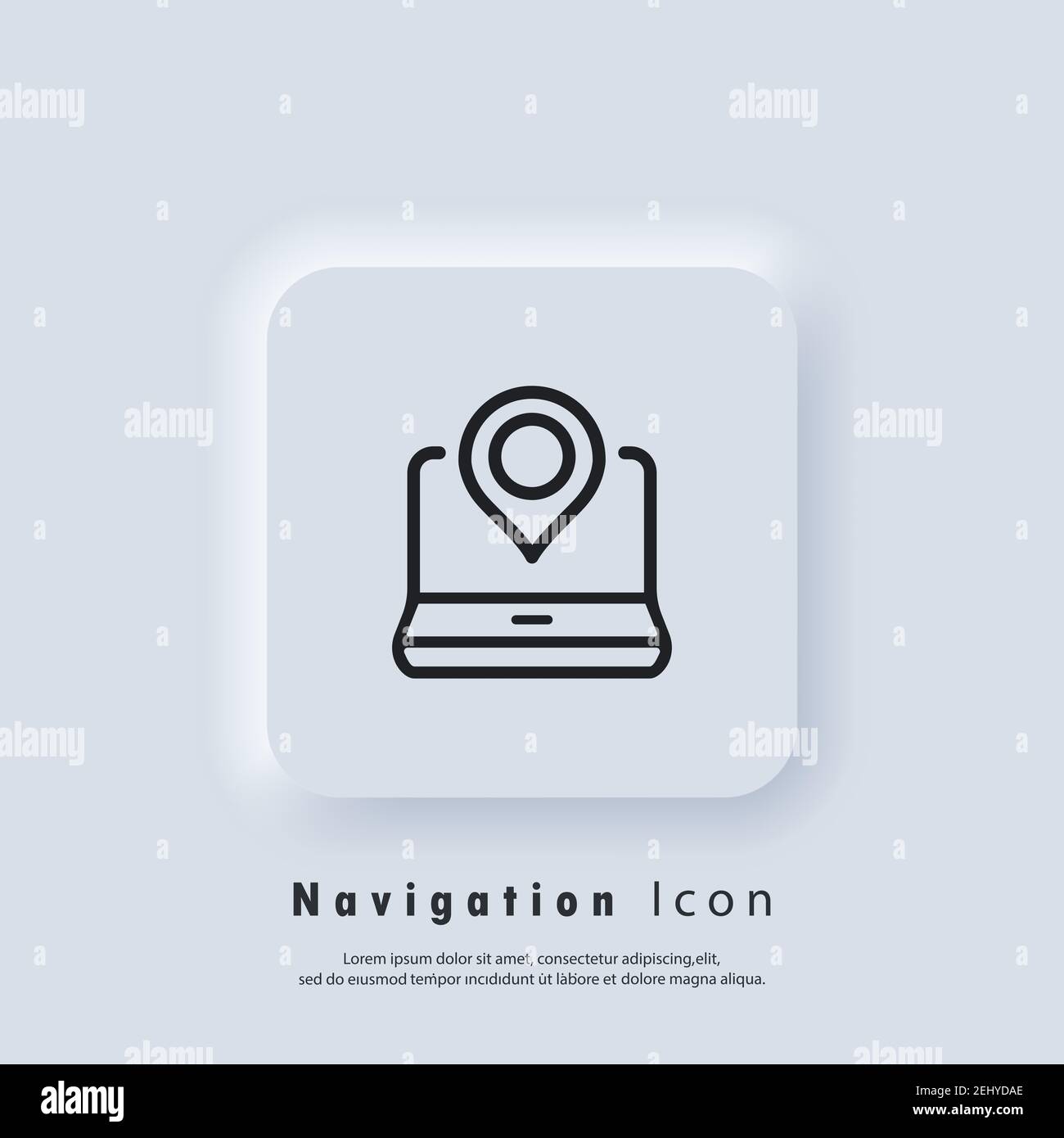 Location icon. Pointer icon on laptop. GPS location. Map pin icons ...