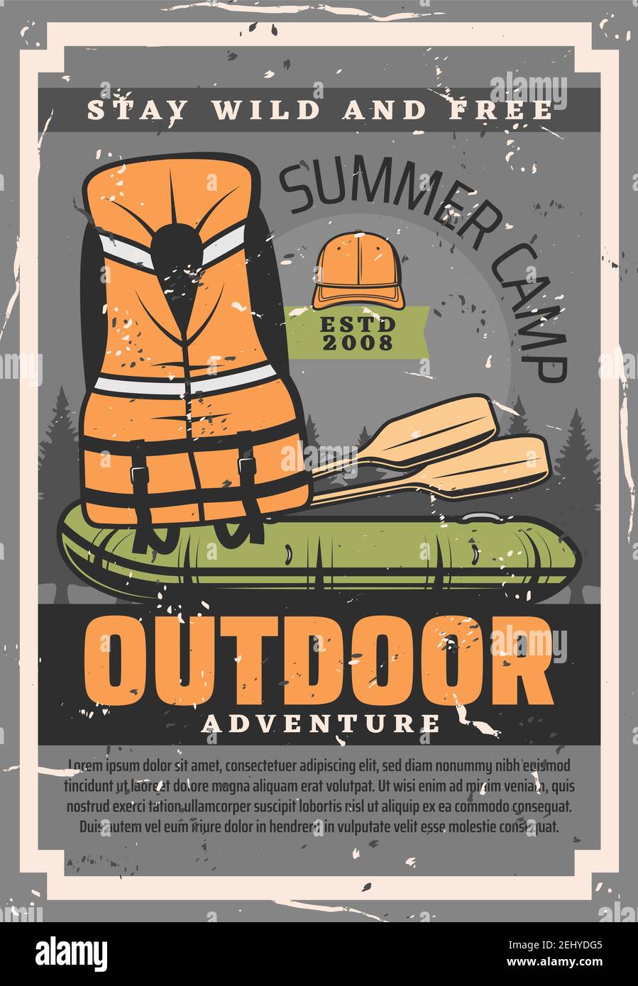 Rafting adventure training courses club and school. Vector vintage ...