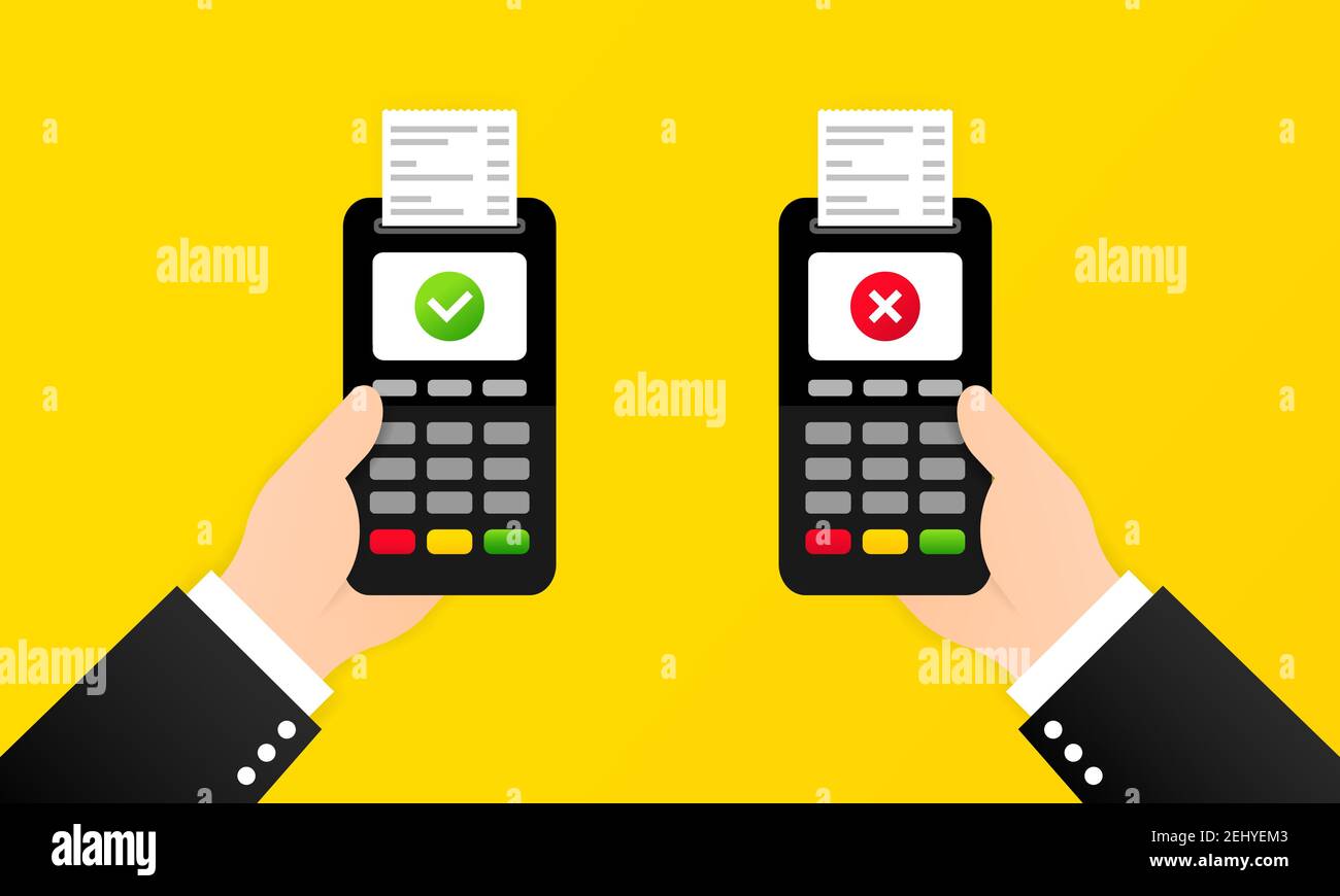 Approved and rejected payment illustration. Wireless payment. Vector on ...