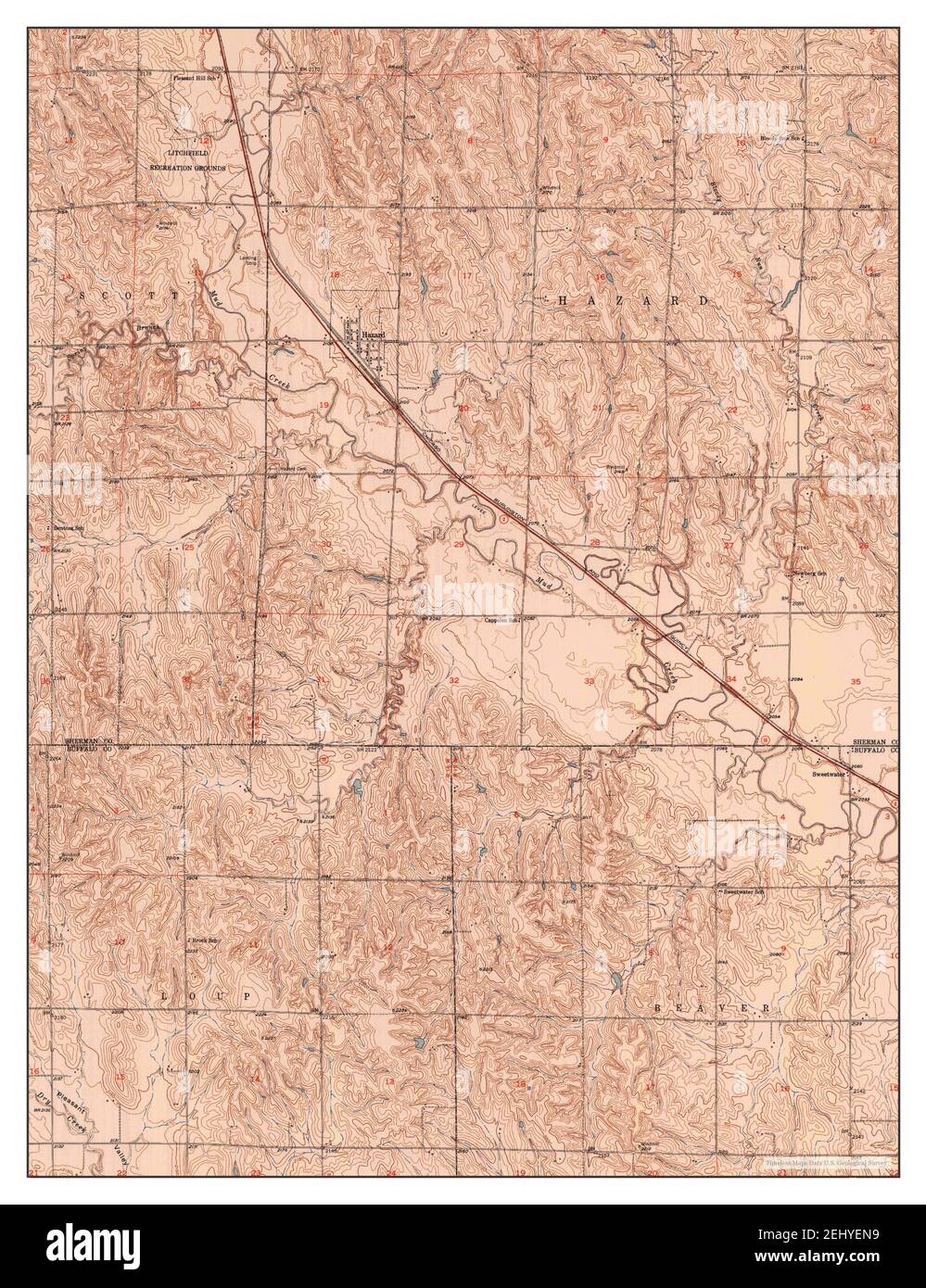 Hazard, Nebraska, map 1951, 1:24000, United States of America by ...