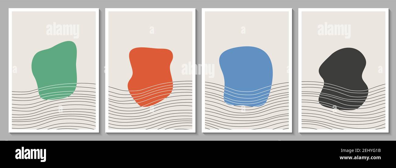 Geometric minimalist abstract hand painted poster for wall decor, print ...