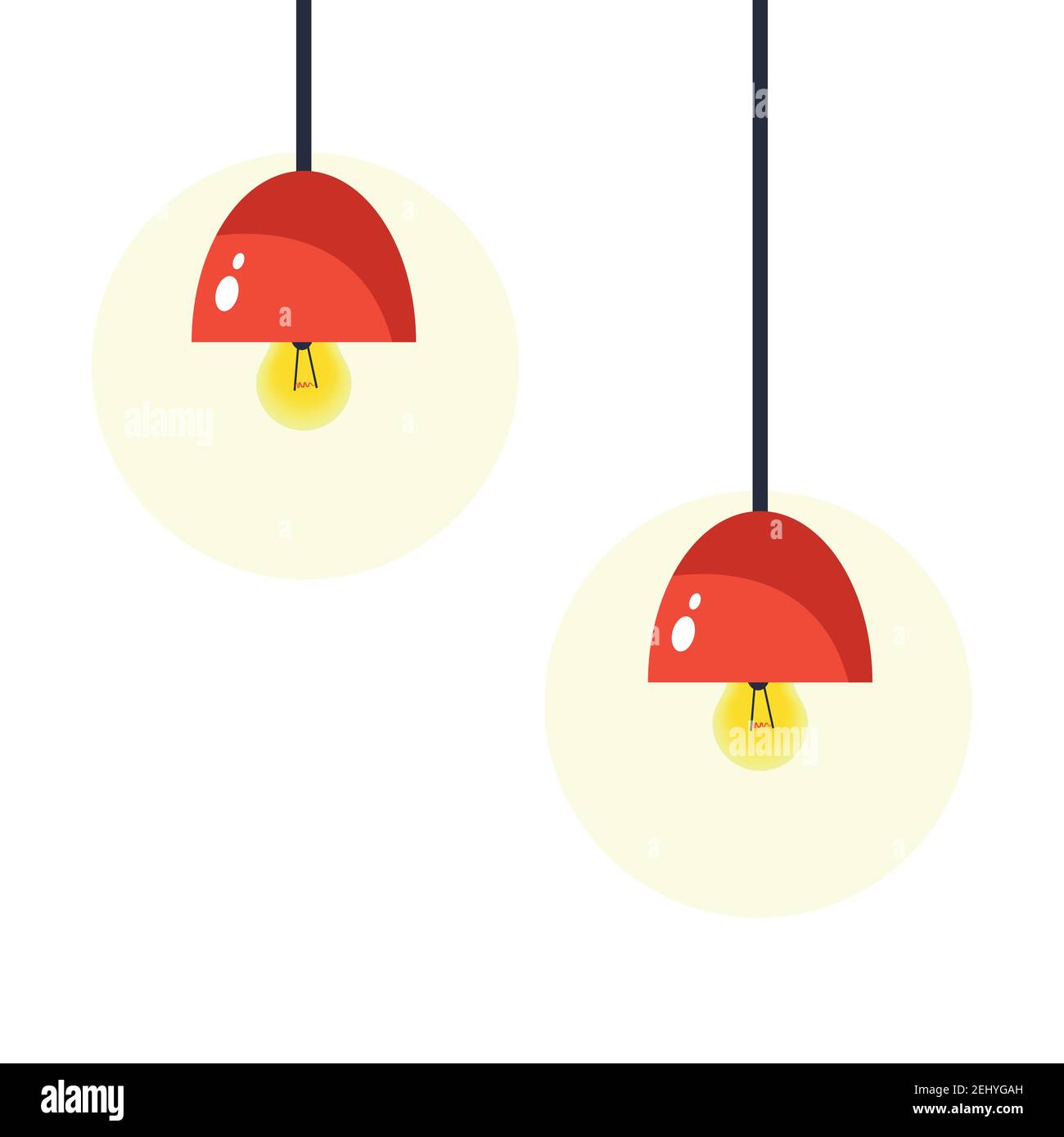 Red ceiling lamp. Vector illustration isolated on white background ...