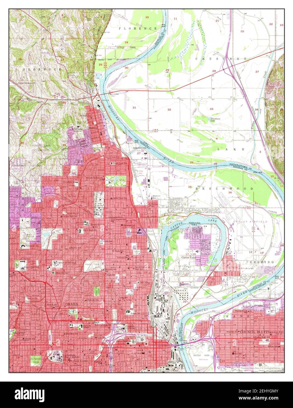 Omaha North, Nebraska, map 1956, 1:24000, United States of America by ...