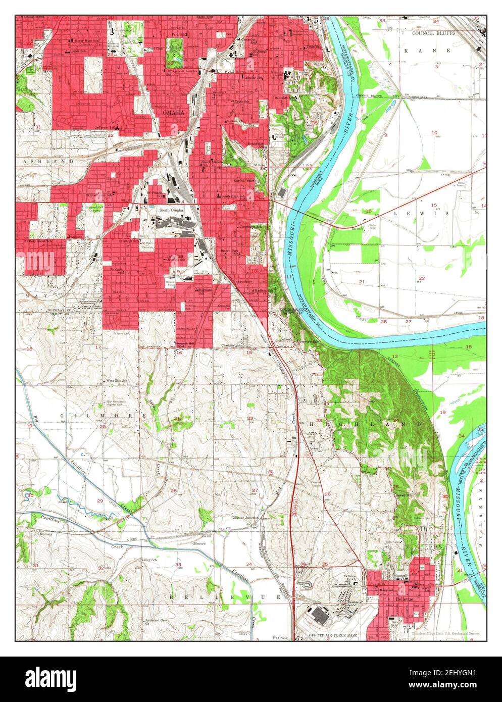 Omaha South, Nebraska, map 1956, 1:24000, United States of America by ...