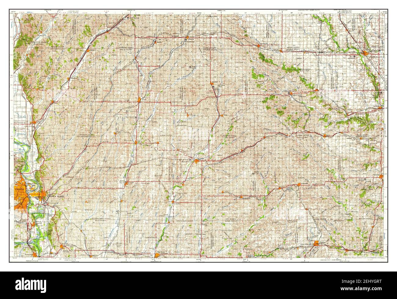 Vintage map of omaha hi-res stock photography and images - Alamy