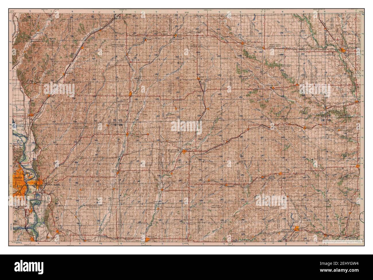Vintage map of omaha hi-res stock photography and images - Alamy