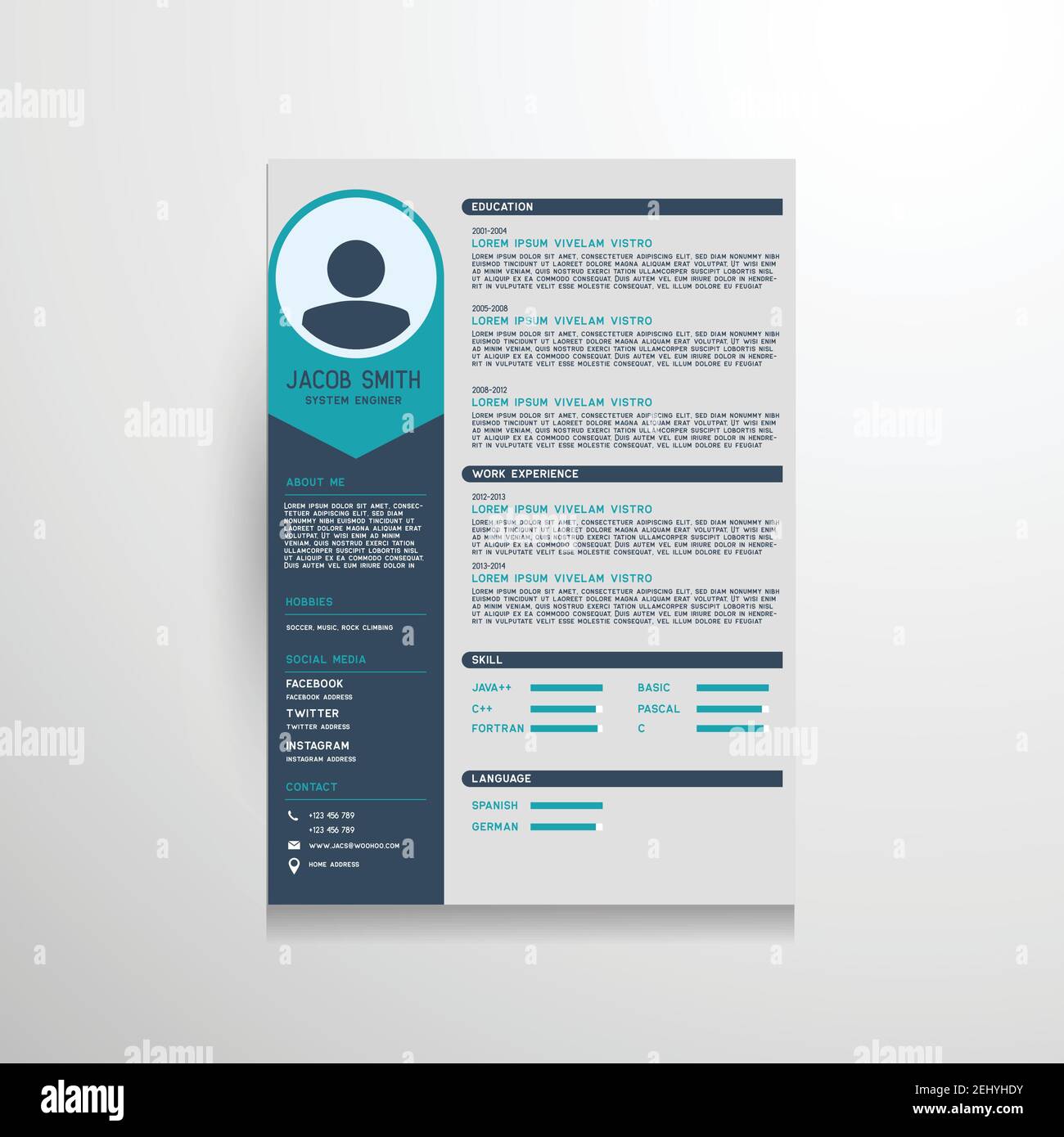 Resume cv curriculum vitae template Stock Vector Images - Alamy