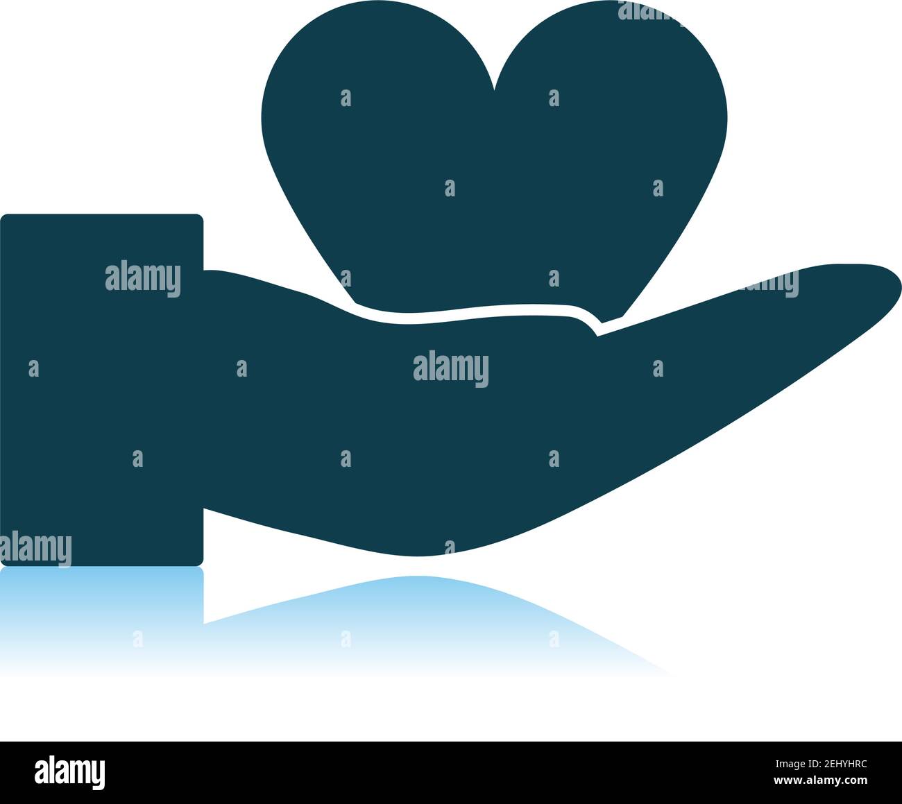 Hand Present Heart Ring Icon. Shadow Reflection Design. Vector ...