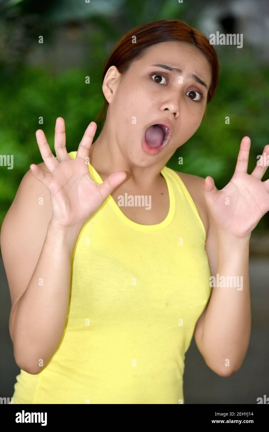 A Pretty Female And Fear Stock Photo - Alamy