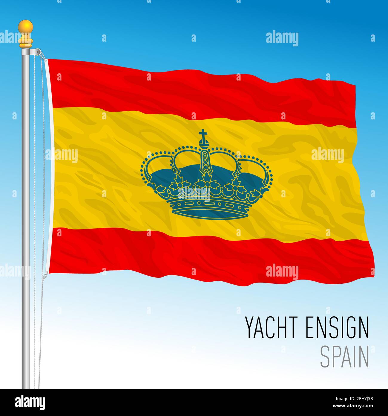 Yacht ensign flag, kingdom of Spain navy, European Union, vector ...