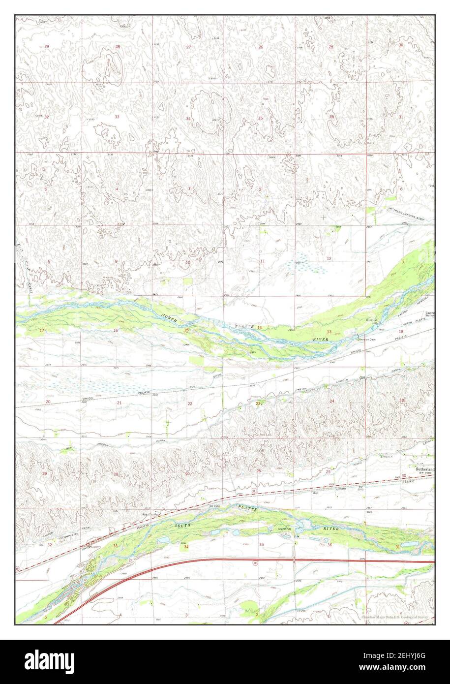 Sutherland Reservoir NW, Nebraska, map 1971, 1:24000, United States of ...