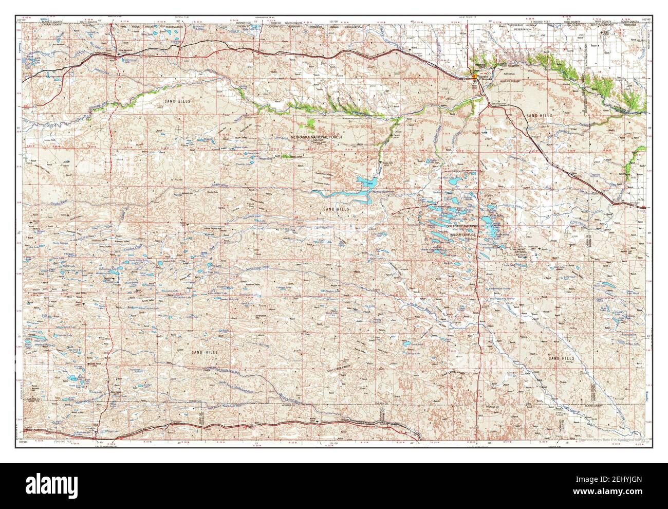 Valentine, Nebraska, map 1957, 1:250000, United States of America by ...