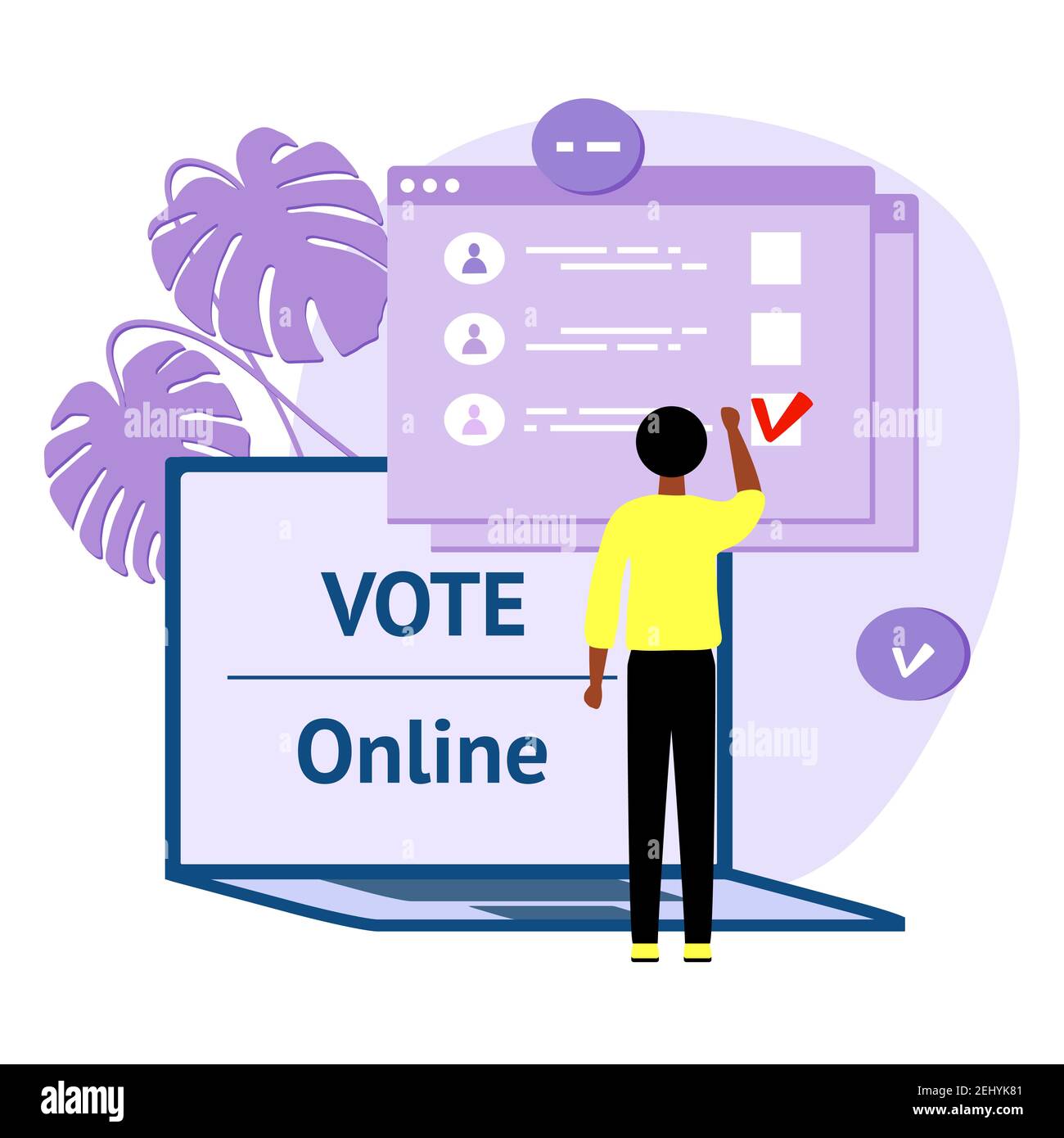Vector illustration People vote online for candidate on laptop Election ...