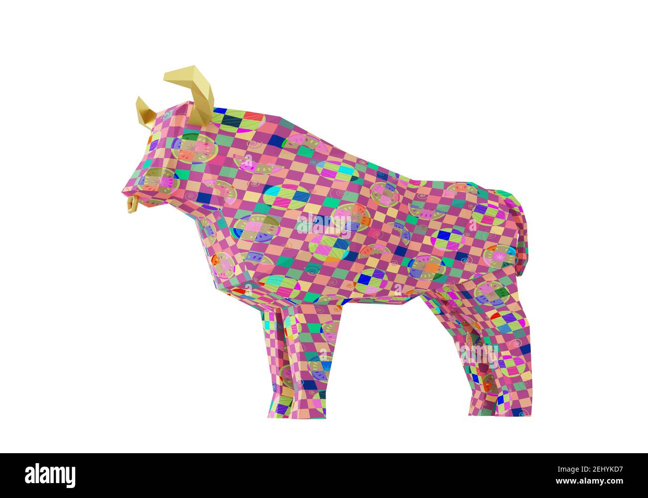 Low poly Bright Colored Bull, 3d render Stock Photo - Alamy