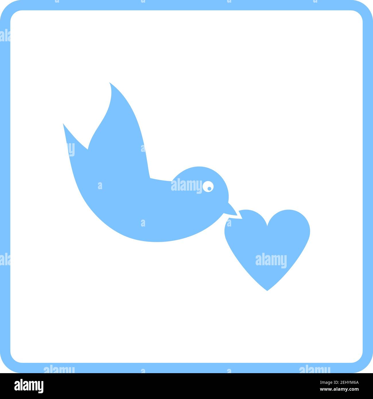 Dove With Heart Icon. Blue Frame Design. Vector Illustration Stock ...