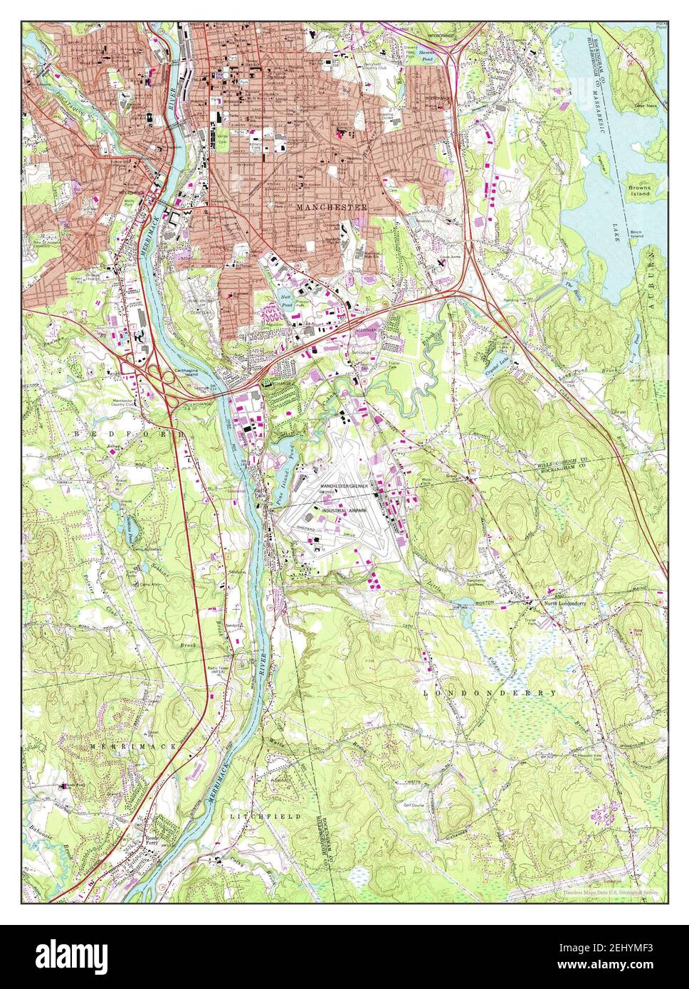 Manchester South, New Hampshire, map 1968, 1:24000, United States of ...