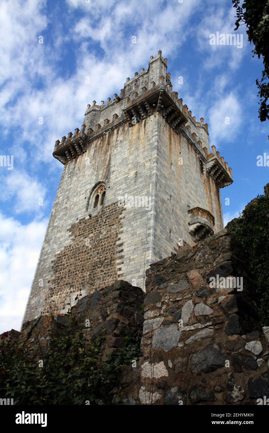 Beautiful shot of the Torre De Menagem Tower in the medieval castle in ...