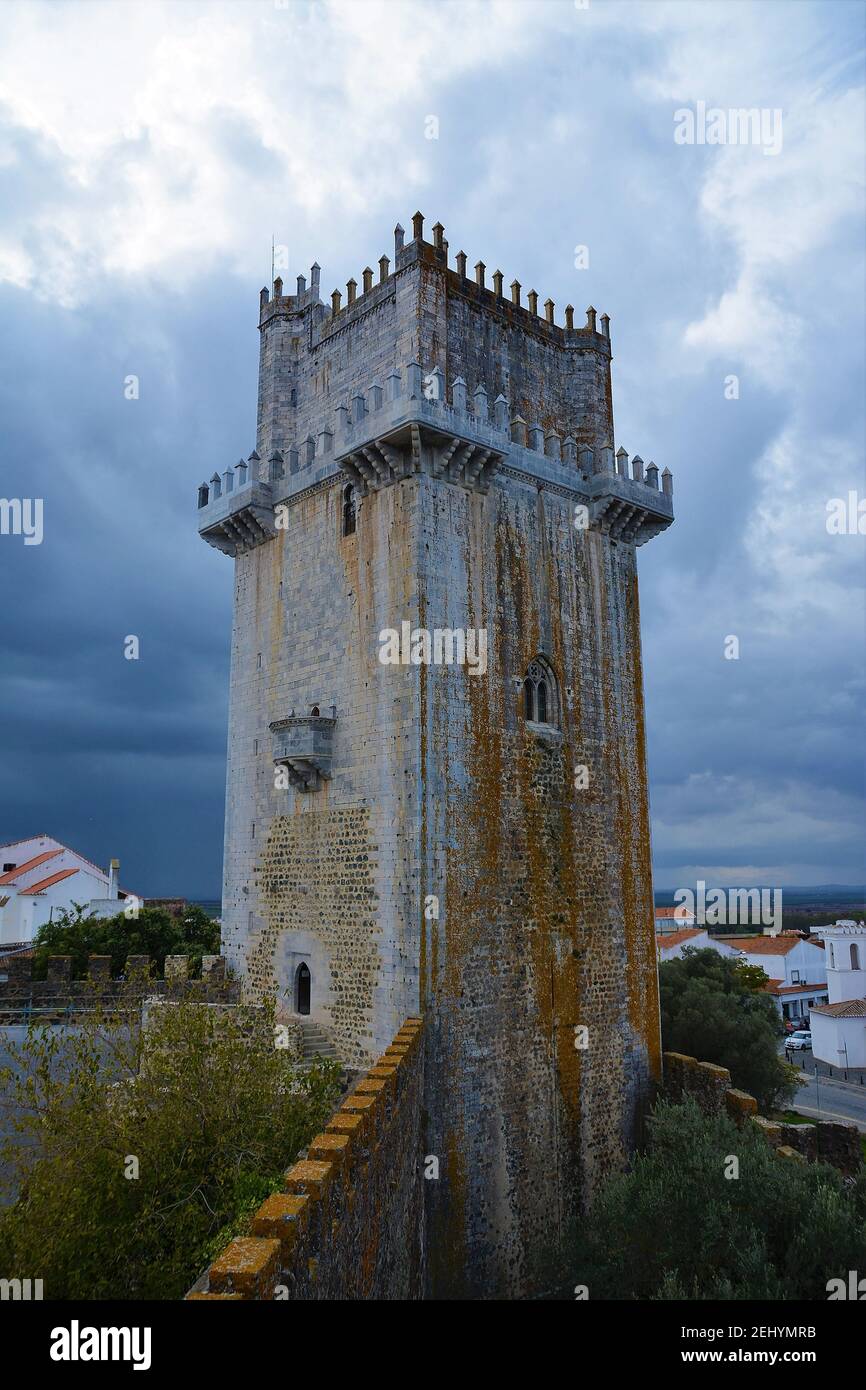 Beautiful shot of the Torre De Menagem Tower in the medieval castle in ...