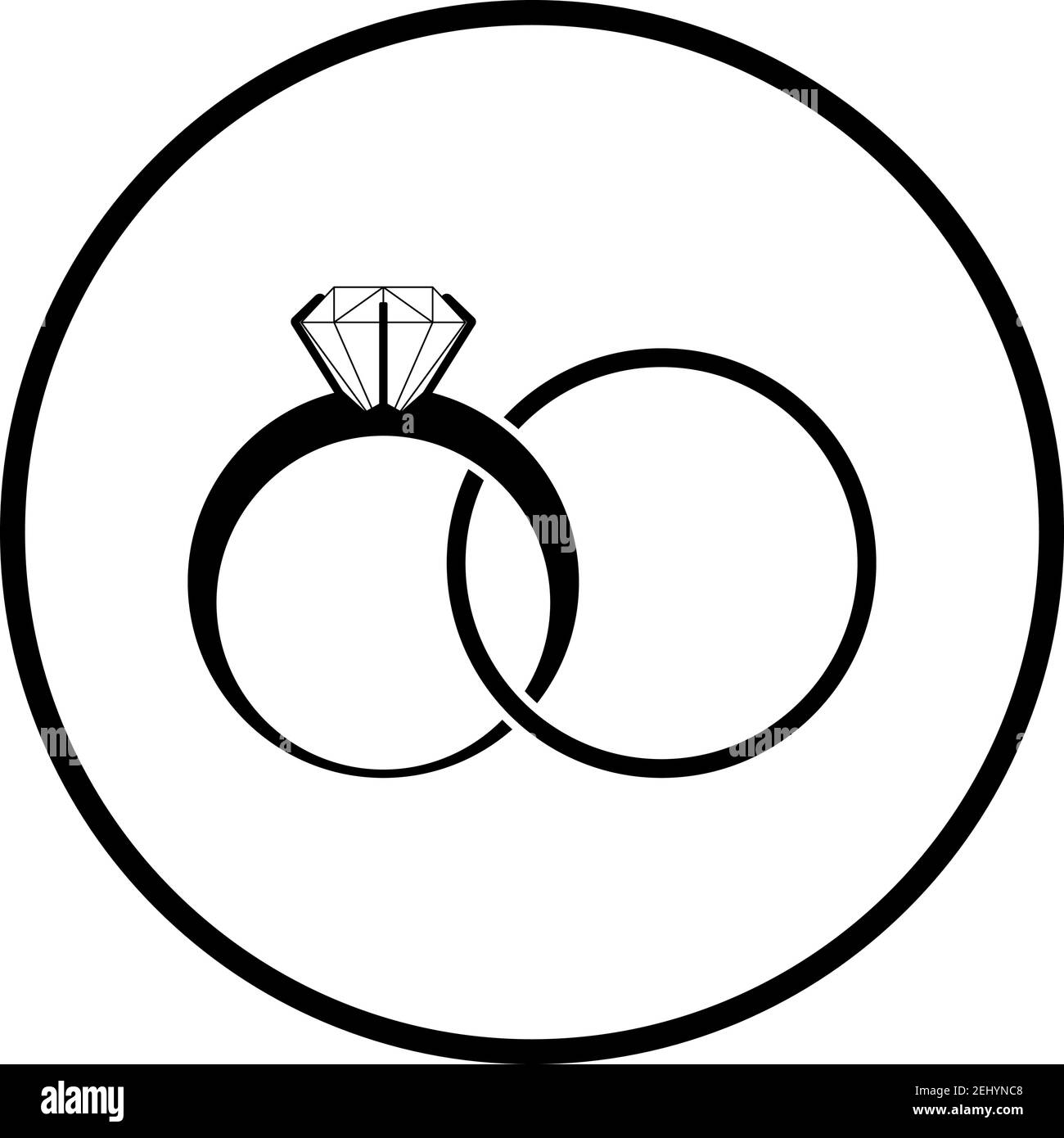 Wedding Rings Icon. Thin Circle Stencil Design. Vector Illustration ...