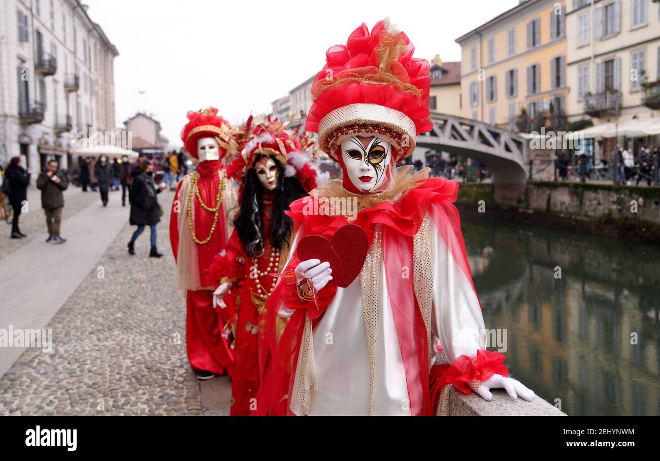 Milan, Italy. 19th Feb, 2021. Milan, Venetian masks for the Ambrosian ...