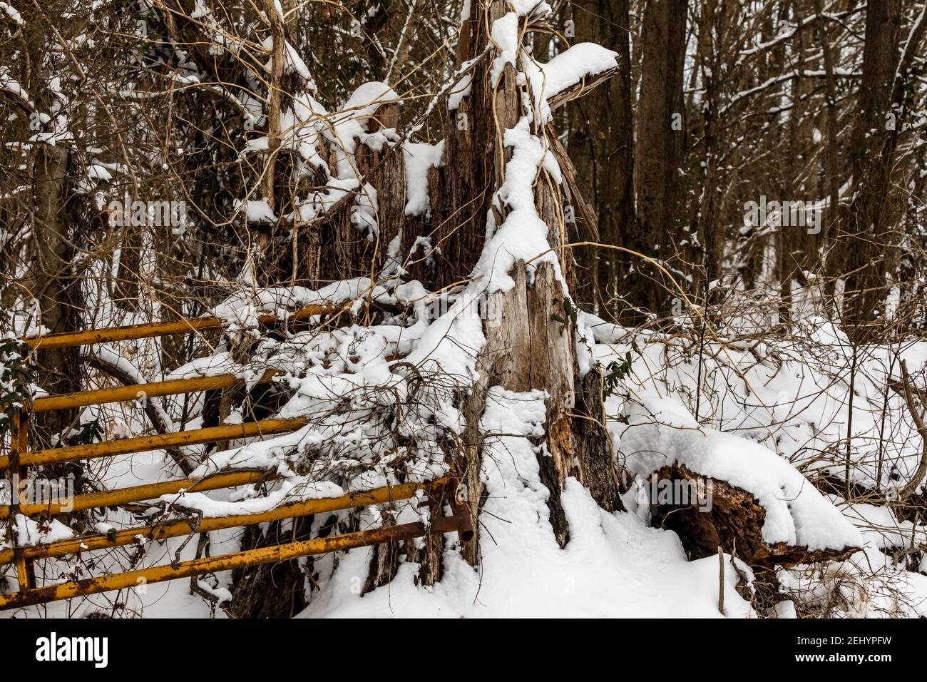 Broken fence in snow in hi-res stock photography and images - Alamy