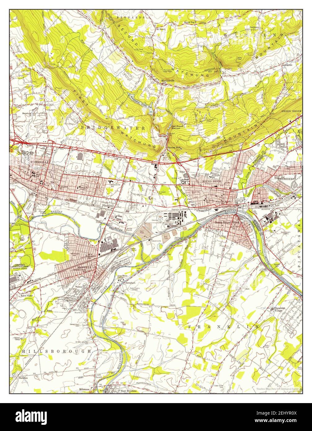 Bound Brook, New Jersey, map 1955, 1:24000, United States of America by ...