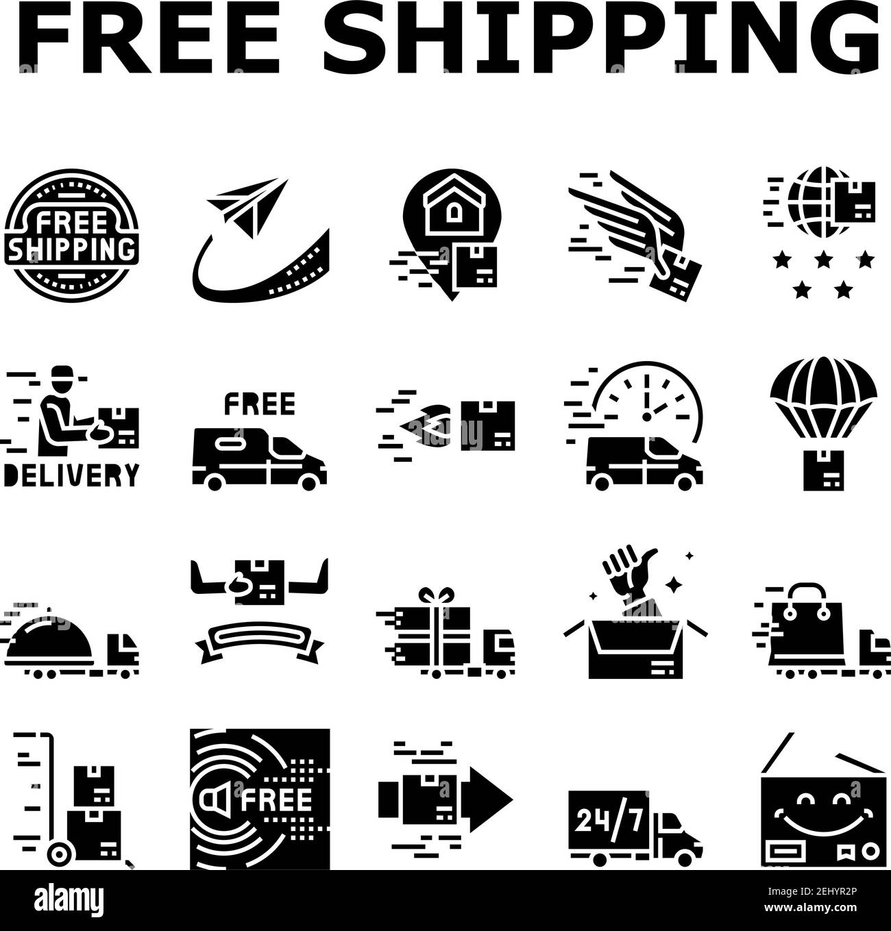 Free Shipping Service Collection Icons Set Vector Stock Vector Image ...