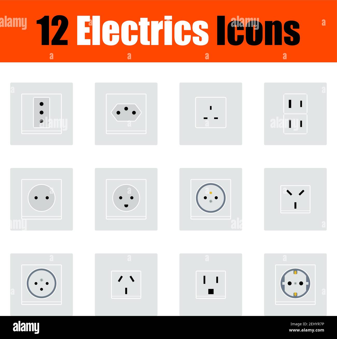 Electrics Icon Set. Flat Design. Fully editable vector illustration ...