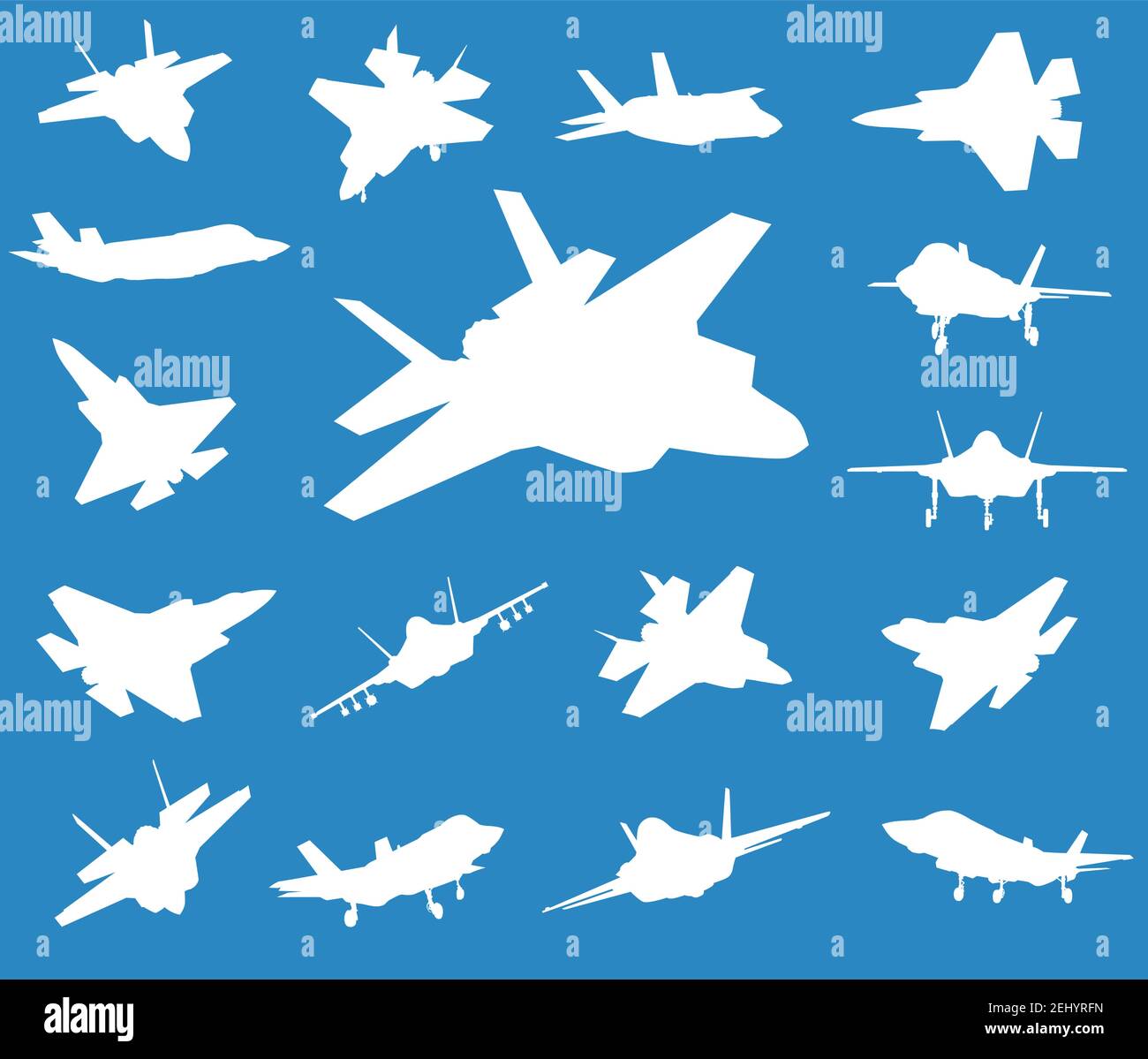 Military stealth aircraft silhouettes collection. Vector EPS10 Stock ...