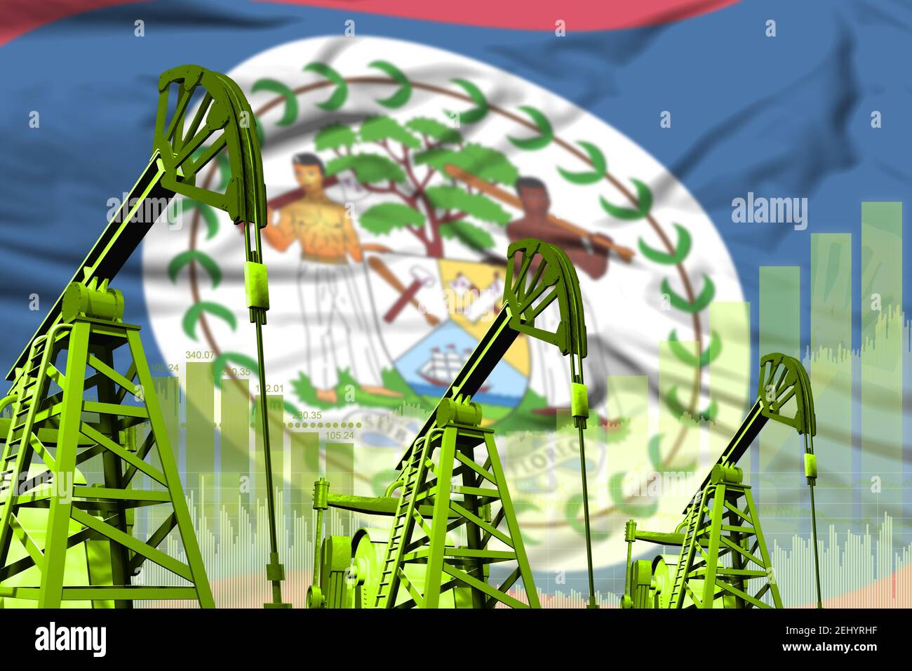 Belize oil and petrol industry concept, industrial illustration on ...