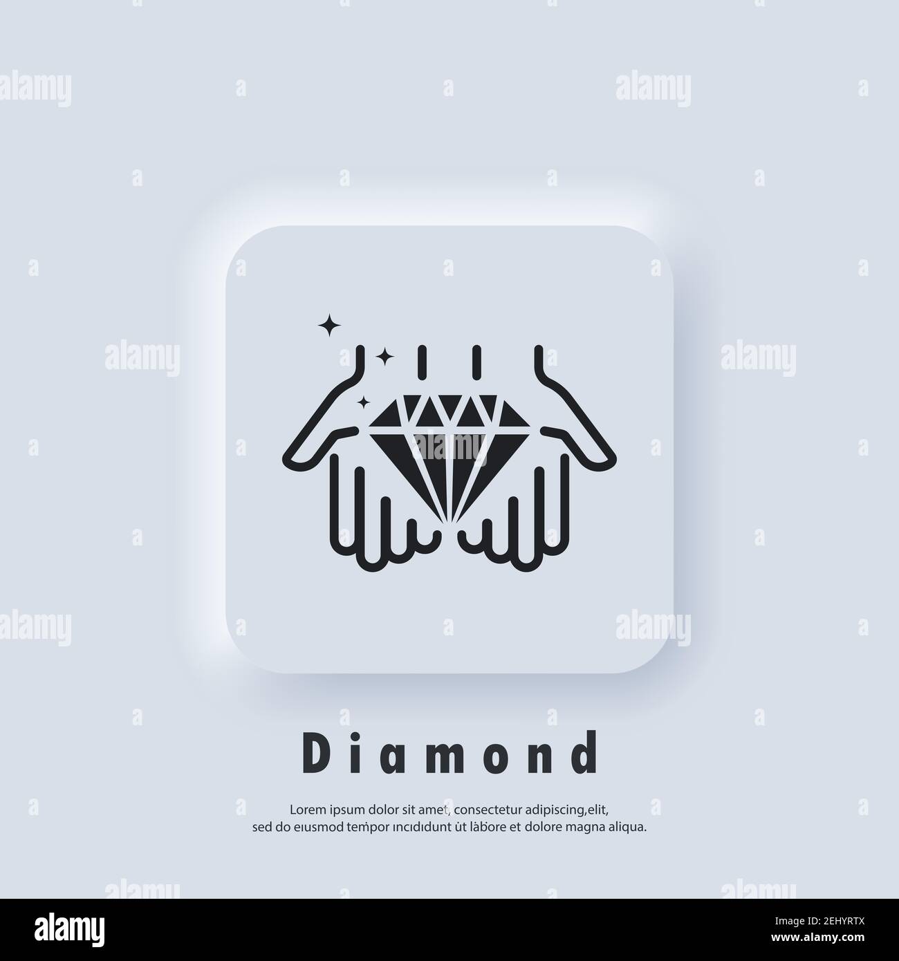Hand holds diamond. Value concept line icon. Diamond gem in hand icon ...