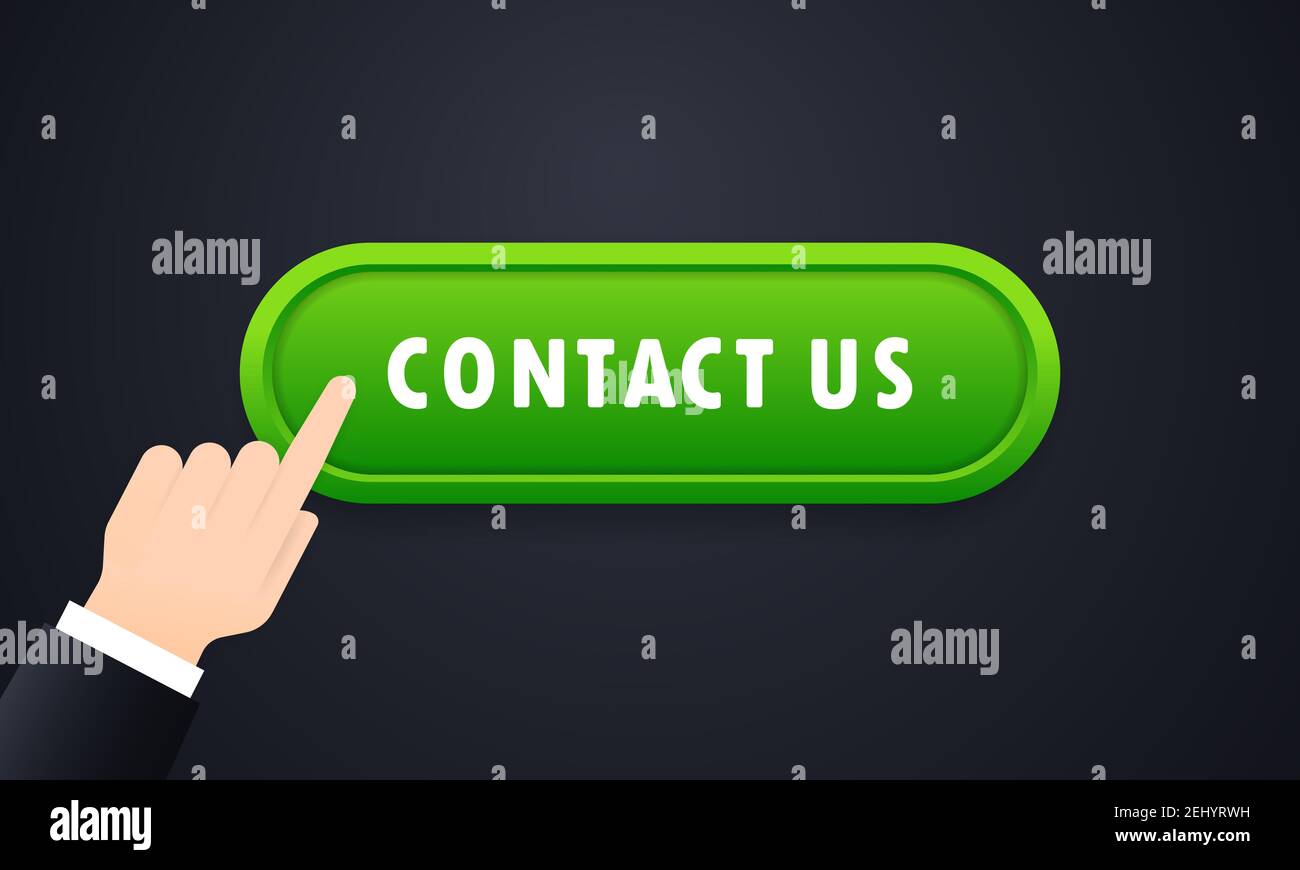 Contact us icon in flat style. Contact us 3d realistic button ...