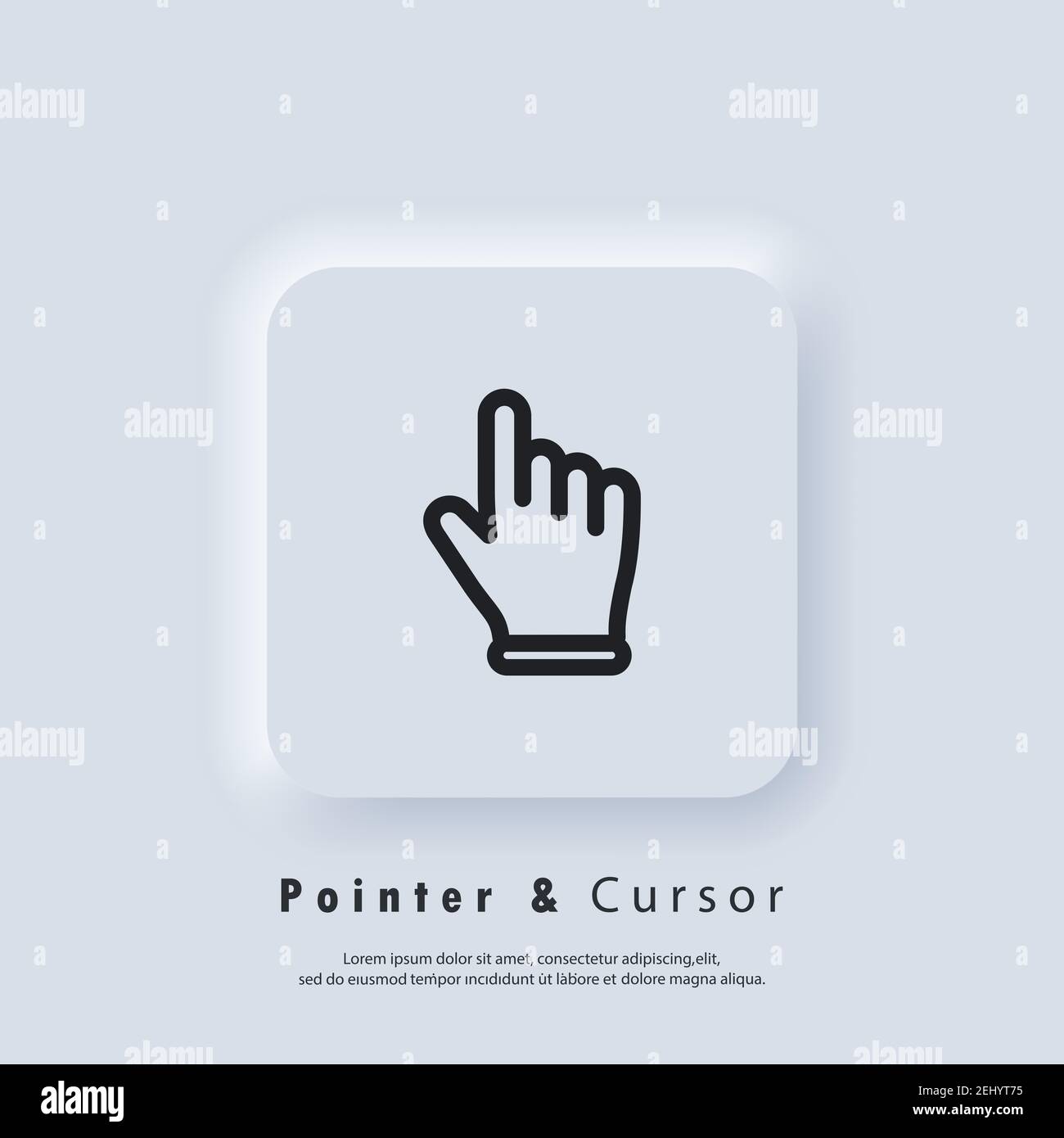 Hand pointer, clicking icon. Clicking finger icon, hand pointer. Vector EPS 10. Neumorphic UI UX ...