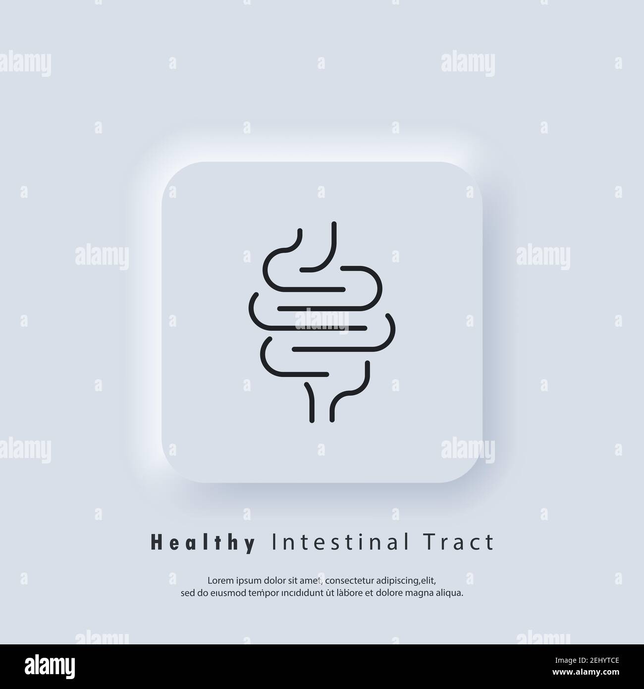 Healthy digestive tract icon. Intestinal inflammation icon, abdominal ...