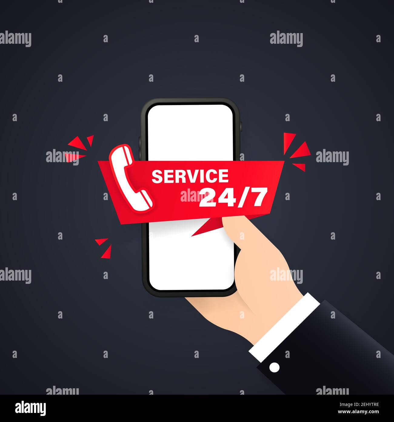 24-7 service concept or call center illustration. Landing page template ...
