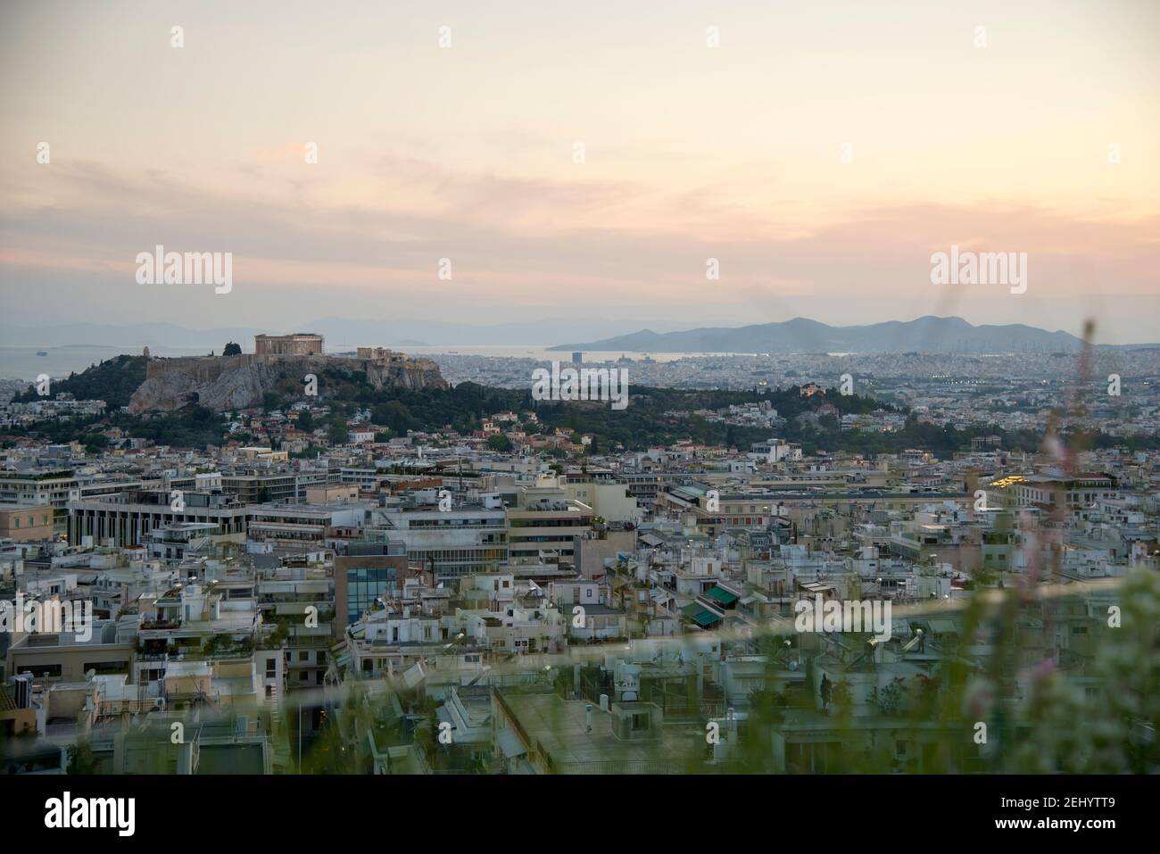 The Parthenon from Lycabettus Hill to the Aegean Sea across the Attica ...