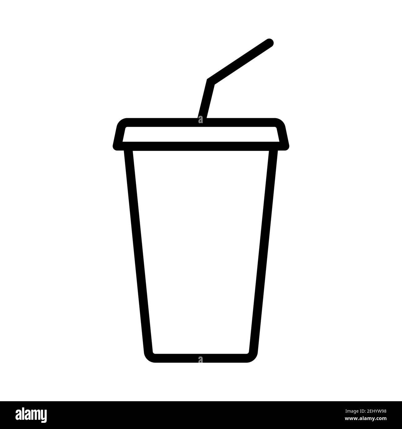 Disposable cup with lid and straw. Simple food icon in trendy line ...