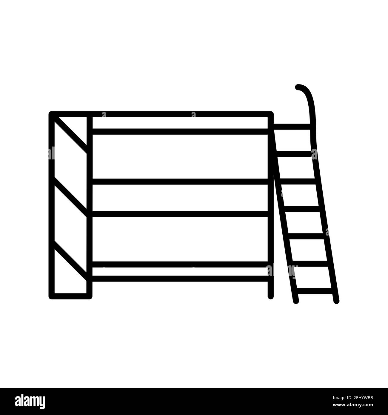 Illustration of bunk bed line vector icon isolated on white background ...