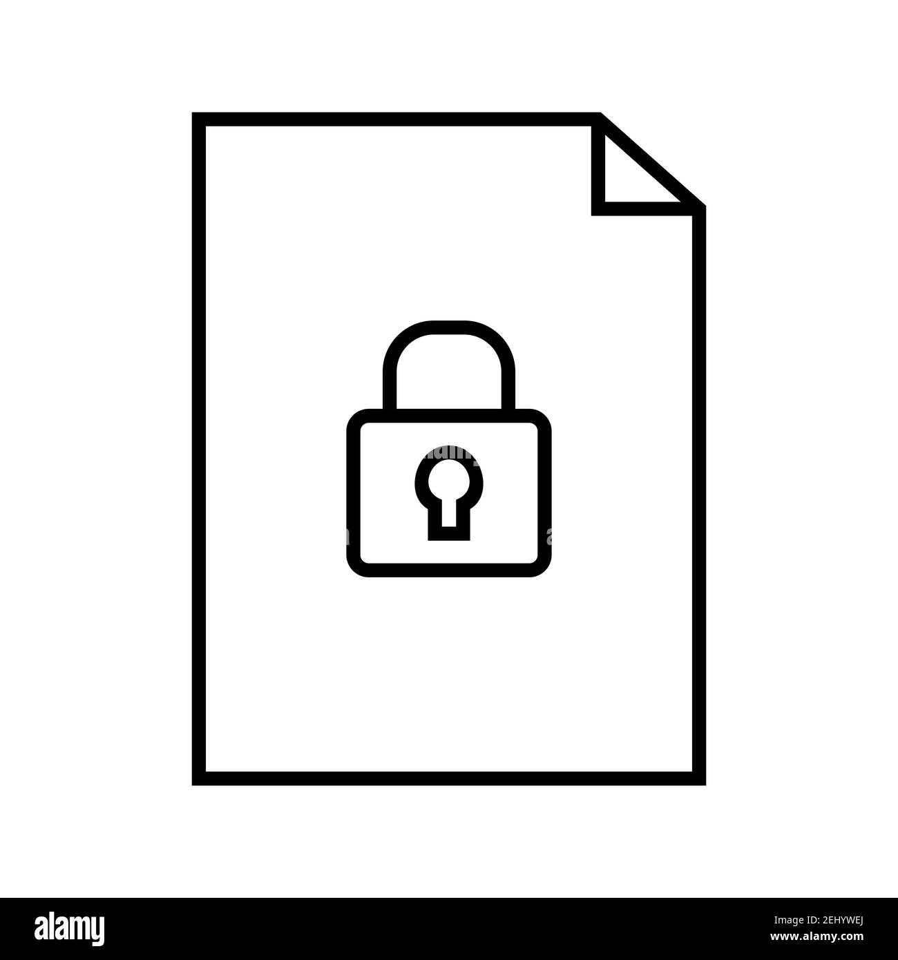 Illustration of a secure document line vector icon isolated on white ...