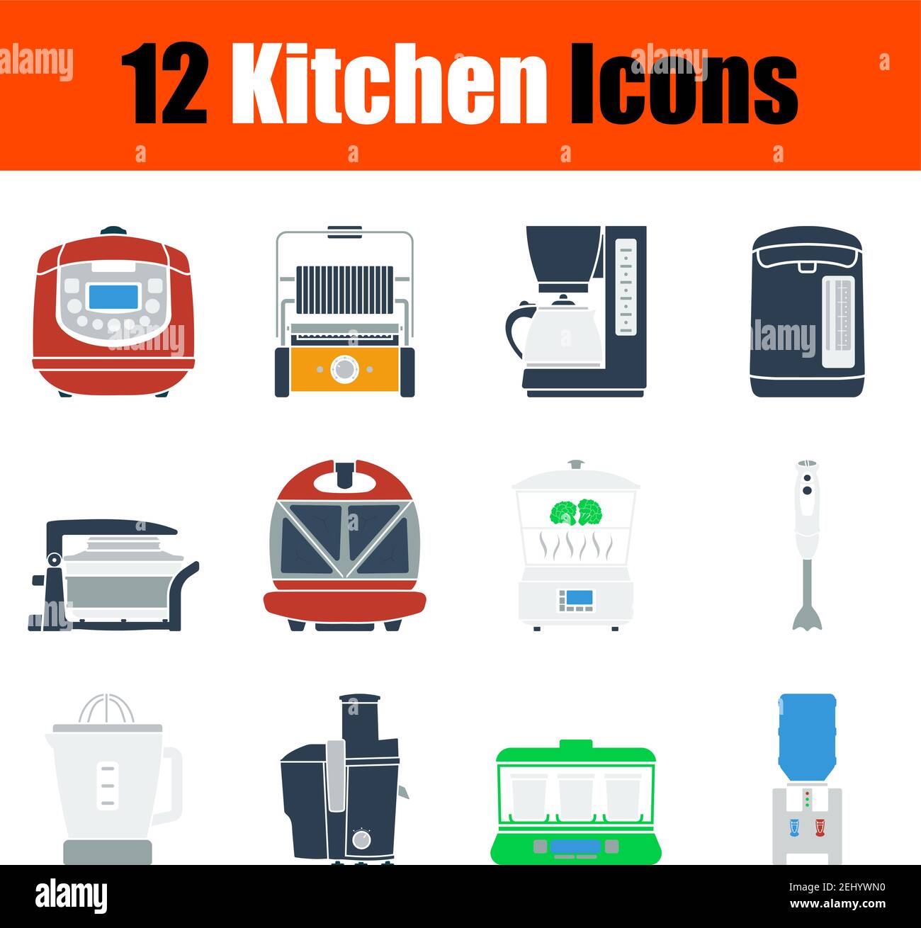 Kitchen Icon Set. Flat Design. Fully editable vector illustration. Text ...