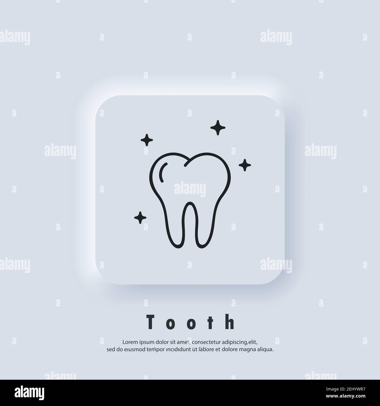 Tooth line icon. Dental clinic logo. Vector EPS 10. UI icon. Neumorphic ...