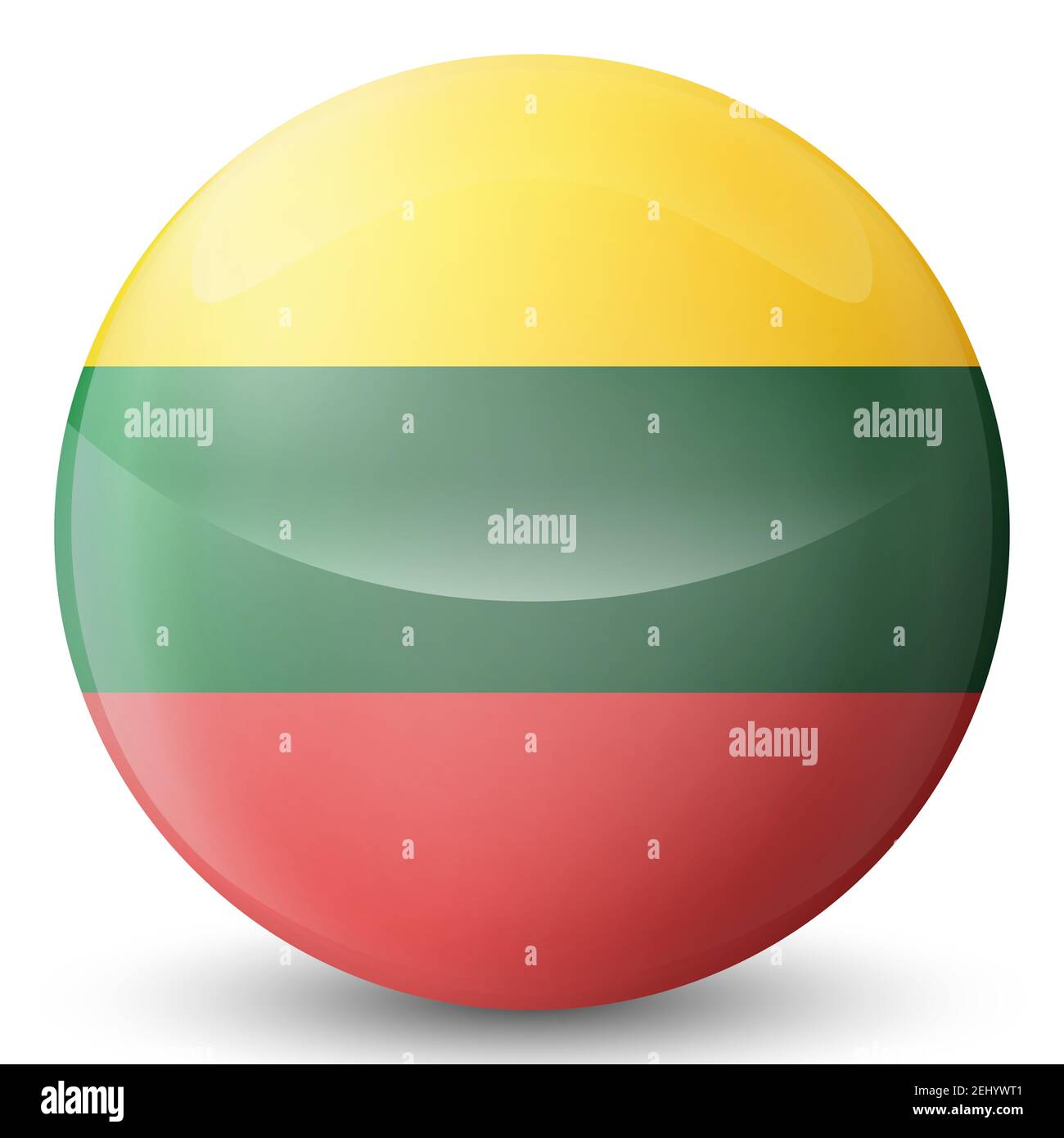 Glass light ball with flag of Lithuania. Round sphere, template icon ...