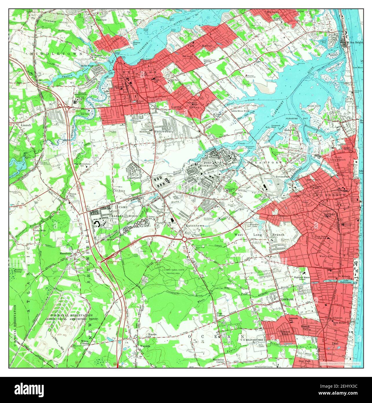 Long Branch, New Jersey, map 1954, 1:24000, United States of America by ...