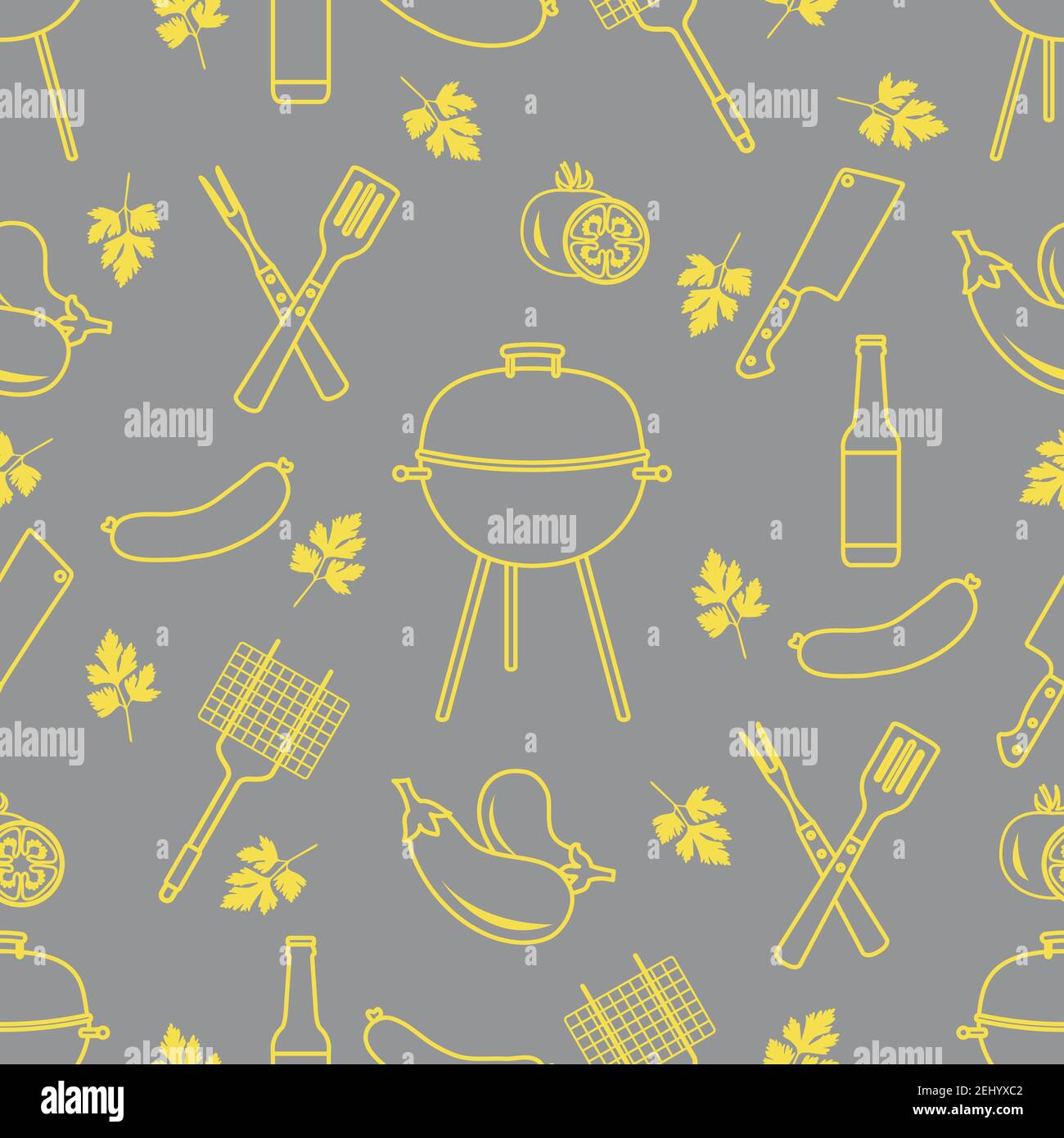 Seamless pattern with grill and barbecue tools. BBQ party background ...